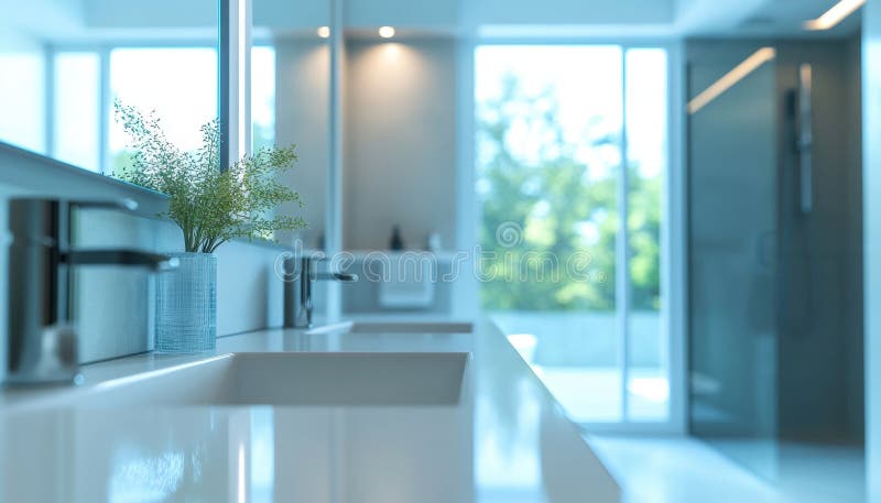 Modern Bathroom with Sleek Sink Design and Natural Light during Daytime ...
