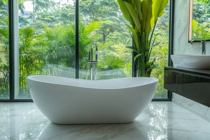 In a Modern Bathroom, a Stunning Ultra HD Visual Highlights a ...