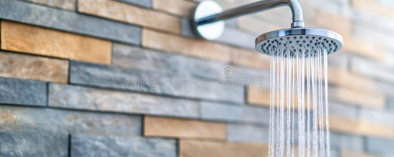 Modern Bathroom with Tiled Wall and Invigorating Shower Head Providing ...