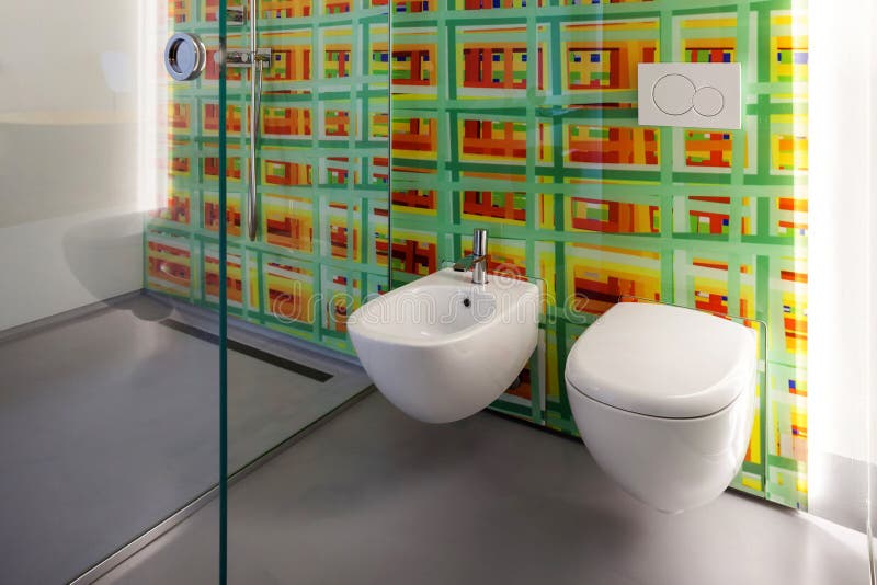 Modern Bathroom, Toilet and Bidet Stock Photo - Image of white ...