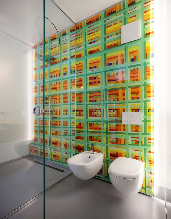 Modern Bathroom, Toilet and Bidet Stock Photo - Image of interior, wall ...