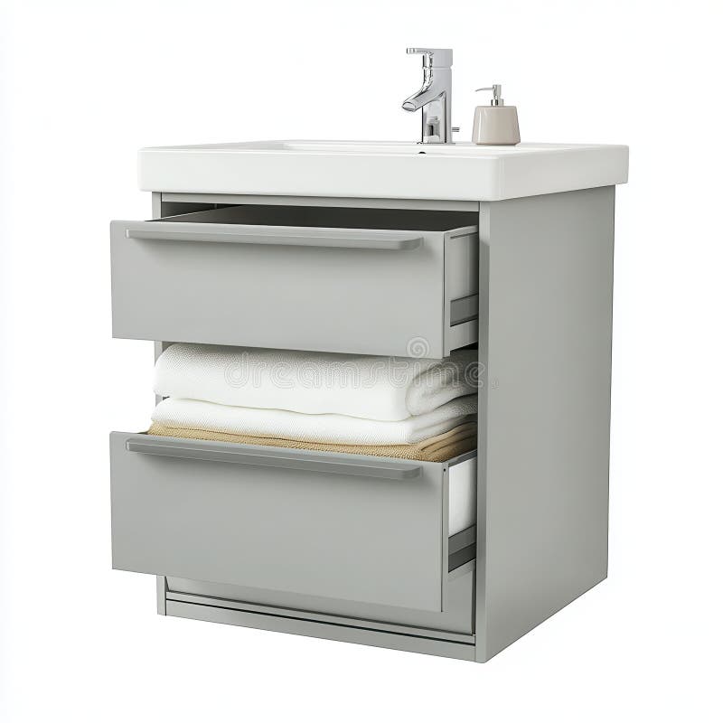 Modern Bathroom Vanity with Two Drawers and a Sink for Storage and ...