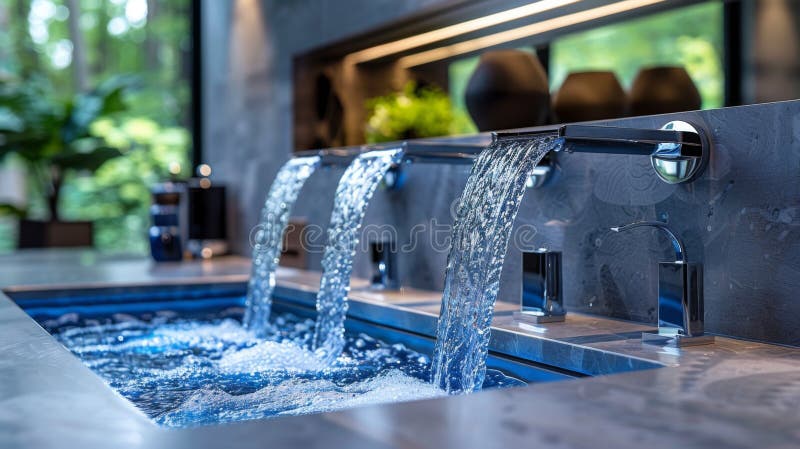 A Modern Bathroom with a Waterfall Running from the Sink, AI Stock ...
