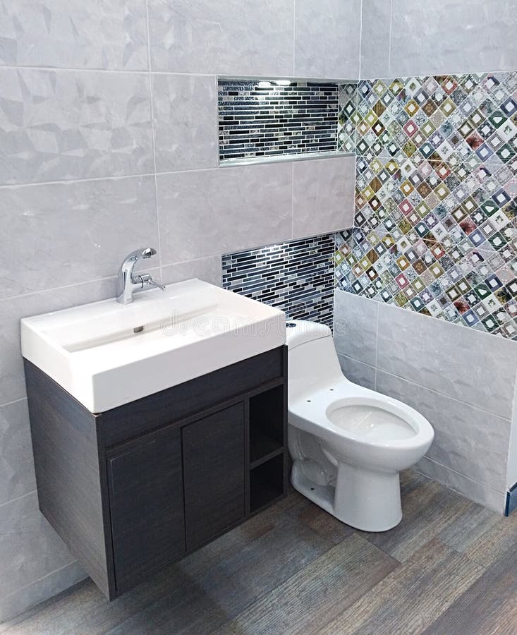 Modern bathroom with WC stock image. Image of architect - 217503255