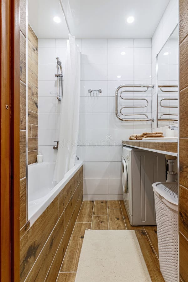 Modern Bathroom in White Washing and Bathroom, and a Big Shower Stock ...