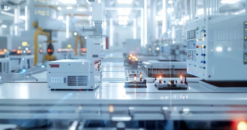 Modern Battery Pack Factory Floor with Machines and Workers ...