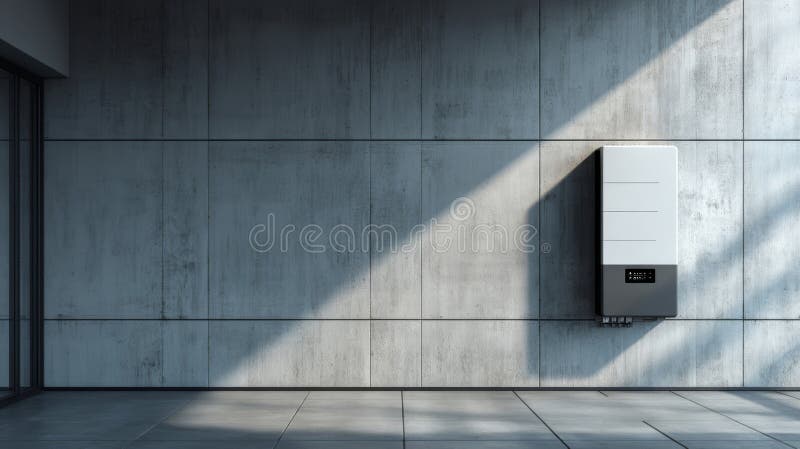 Modern Battery Storage System Mounted Concrete Wall Sunlight Shadow ...