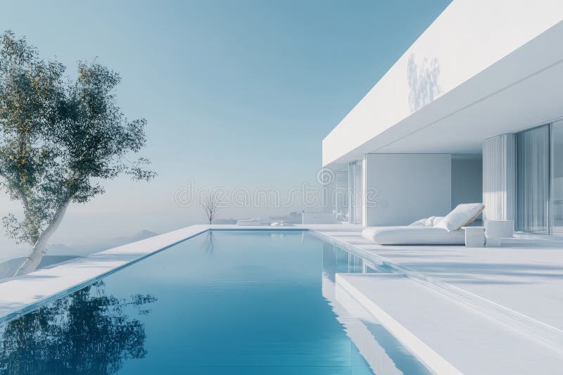 Modern Beach House with Infinity Pool and Ocean View. Neural Network AI ...