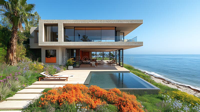 Modern Beachfront House with Infinity Pool, Garden, and Ocean View ...