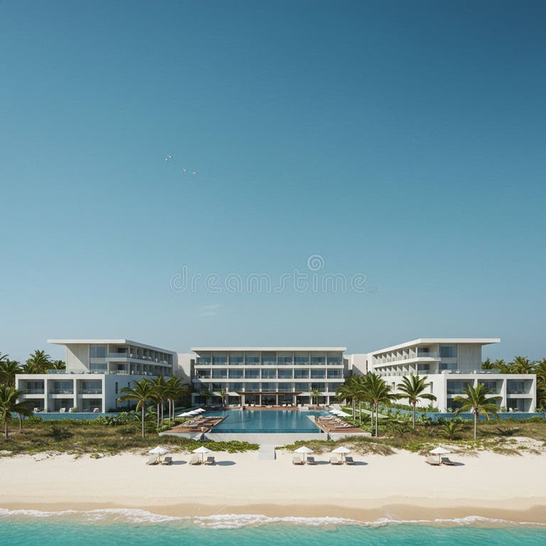 Modern Beachfront Resort with Clean, Minimalist Architecture Featuring ...