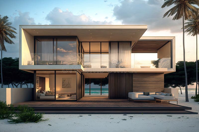 Modern Beachfront Villa with Sleek and Minimalist Design, Featuring ...