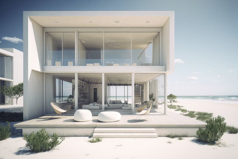 Modern Beachfront Villa with Sleek and Minimalist Design, Featuring ...