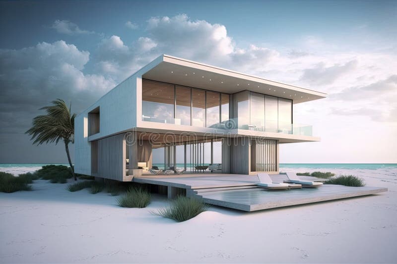 Modern Beachfront Villa with Sleek and Minimalist Design, Featuring ...