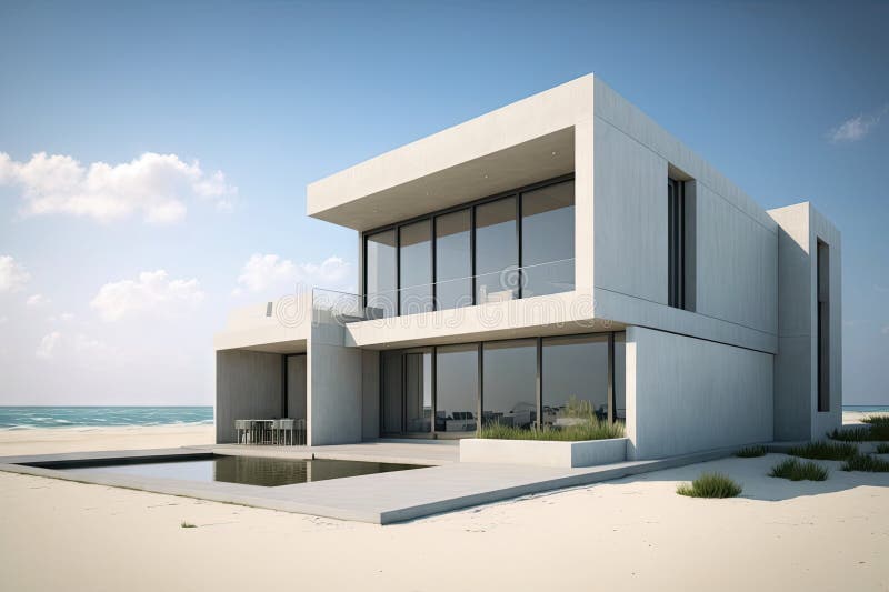 Modern Beachfront Villa with Sleek and Minimalist Design, Featuring ...