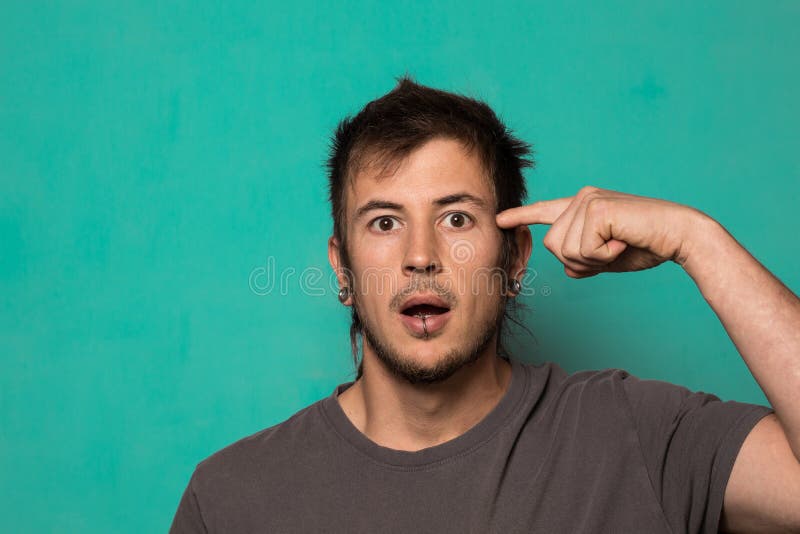 A Modern Bearded Guy Making a Funny Expression. Stock Image - Image of ...