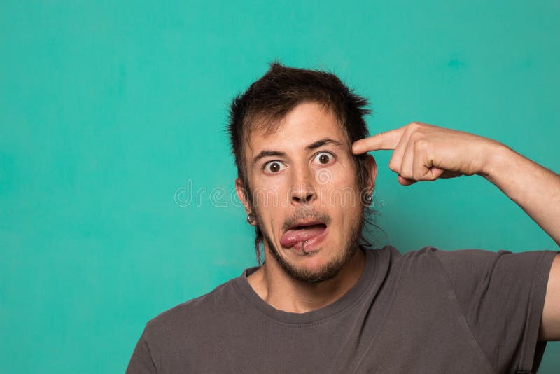 A Modern Bearded Guy Making a Funny Expression. Stock Image - Image of ...