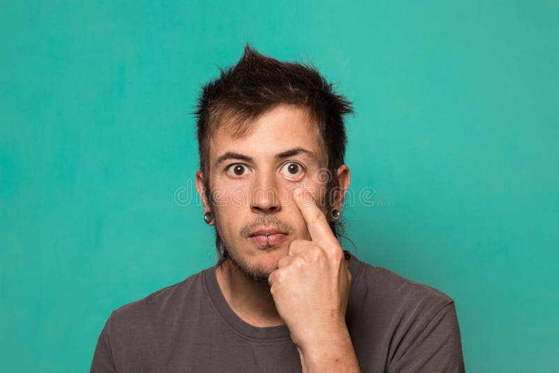 A Modern Bearded Guy Making a Funny Expression. Stock Image - Image of ...