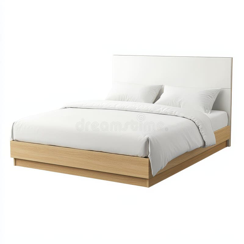A Modern Bed with a Simple Design and White Bedding, Ideal for a ...