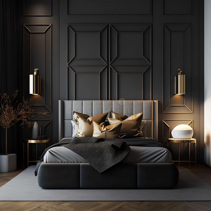 Modern Bedroom Classic Interior Luxury Background Stock Illustrations ...