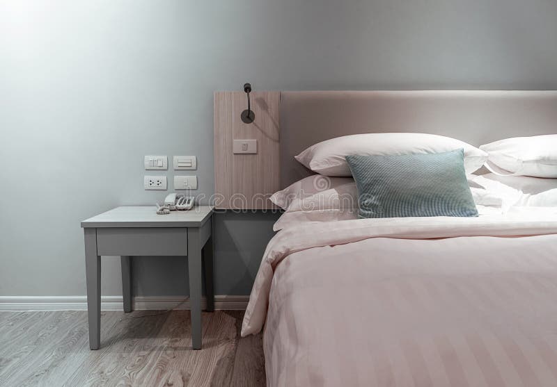 Modern Bedroom Design, Double Bed Stock Photo - Image of domestic ...