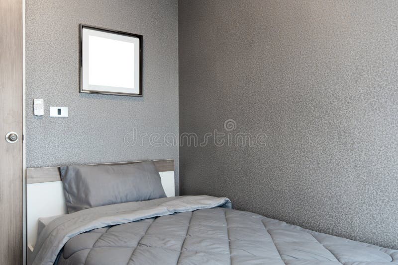 Modern Bedroom Design, Single Bed Stock Photo - Image of lamp, hotel ...