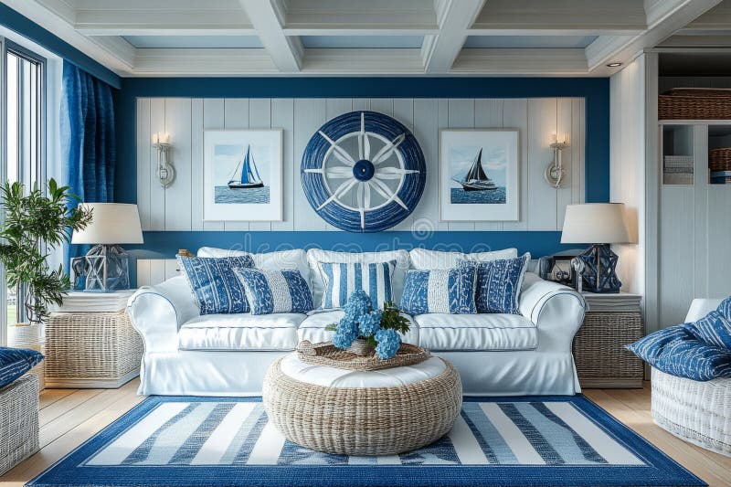Modern Bedroom Interior Design with Nautical Theme Overlooking Ocean ...