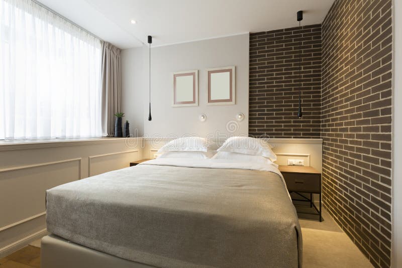 Modern Bedroom Interior in the Morning Stock Photo - Image of design ...