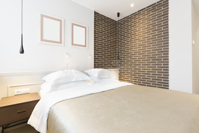 Modern Bedroom Interior in the Morning Stock Image - Image of flat ...