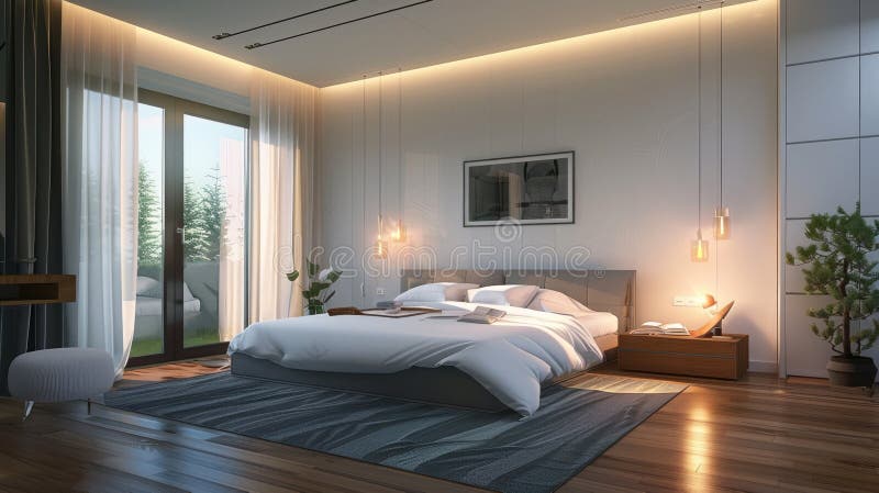 Modern Bedroom with a Lot of Space, Luxury Apartment , Stock Photo ...