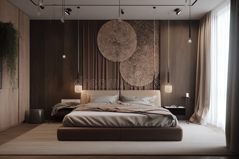 A Modern Bedroom with a Sleek Platform. Generative Ai Stock ...