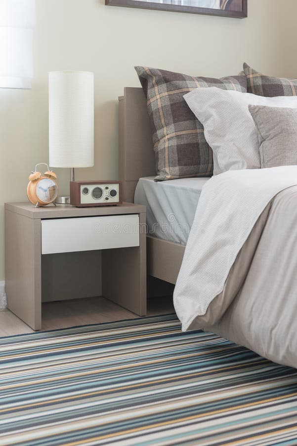 Modern Bedroom Style with Single Bed Stock Photo - Image of inside ...