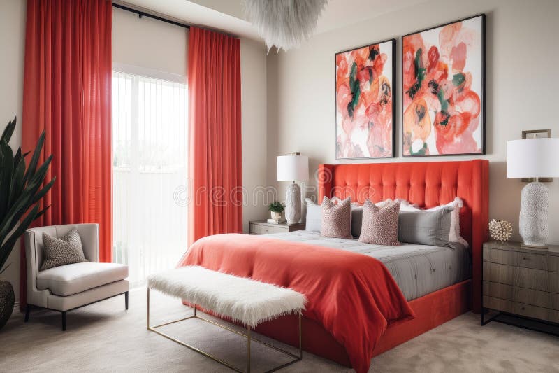 Modern Bedroom Suite with Sleek and Clean Lines, Bold Colors, and Pops ...