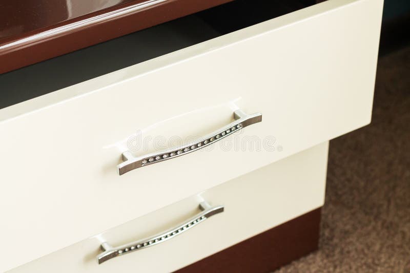 Modern Nightstand Bedside Table with Open Drawer Stock Image - Image of ...