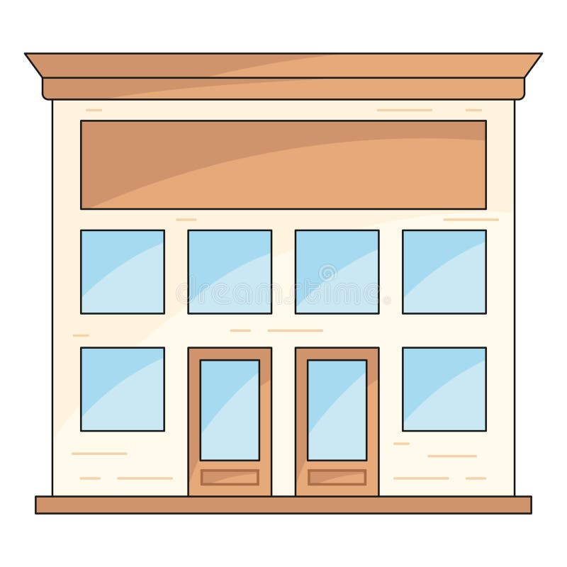 Modern Beige Building with Blank Facade, Vector Stock Illustration ...