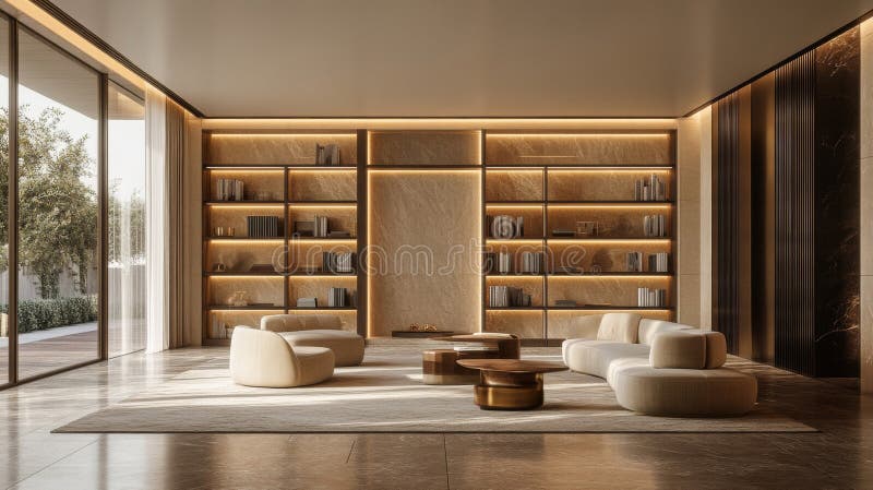 Modern Beige Living Room Interior Design Stock Illustration ...