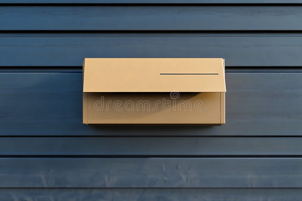 Modern Beige Mailbox on Dark Blue Siding Stock Illustration ...