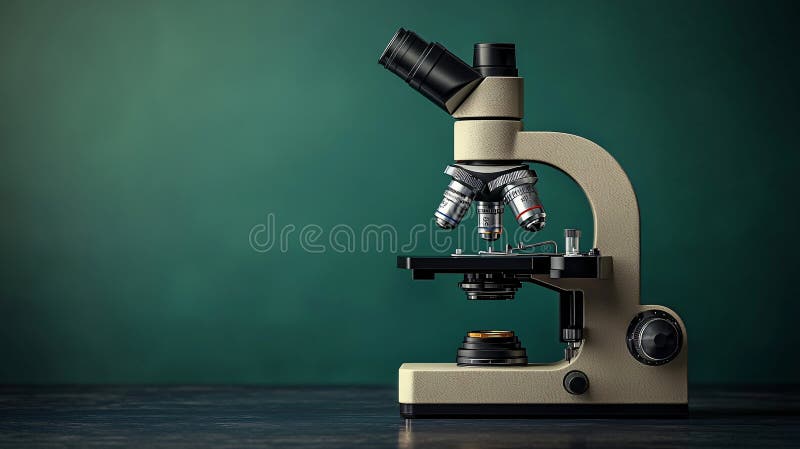 Modern Beige Microscope on Dark Table Science Lab Equipment Research AI ...