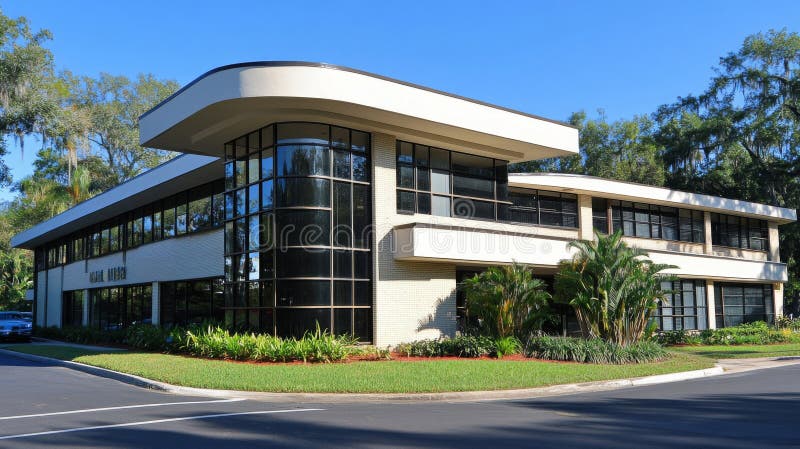 Modern Beige Office Building Exterior on Sunny Day Stock Illustration ...