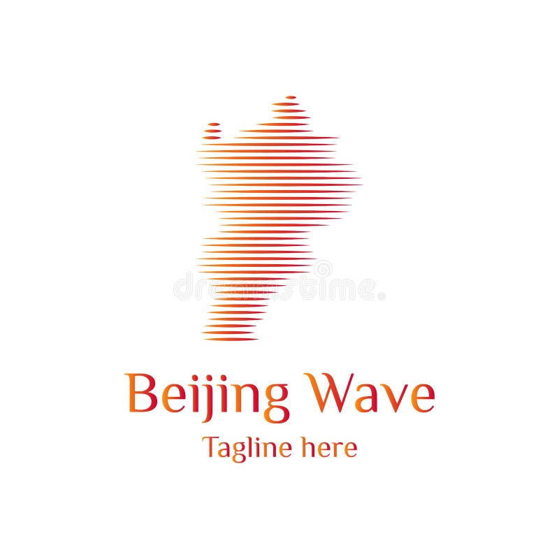 Modern Beijing China Map Wave Logo Template Designs Vector Illustration ...