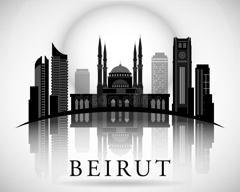 Beirut City Skyline Silhouette. Flat Lebanese Tourism Icon Banner ...