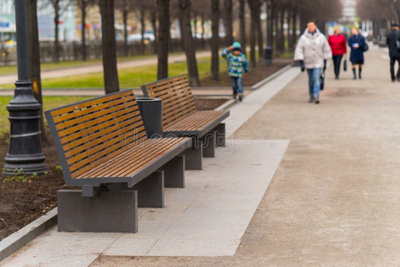 Bench in an Alley in a Beautiful Park Stock Photo - Image of public ...