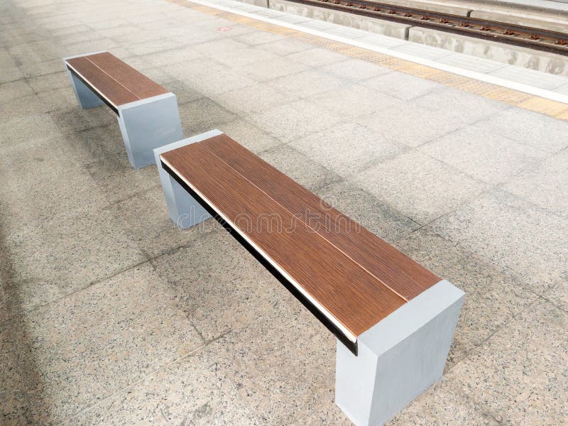 The Modern Bench for the Passenger in the Platform Stock Image - Image ...