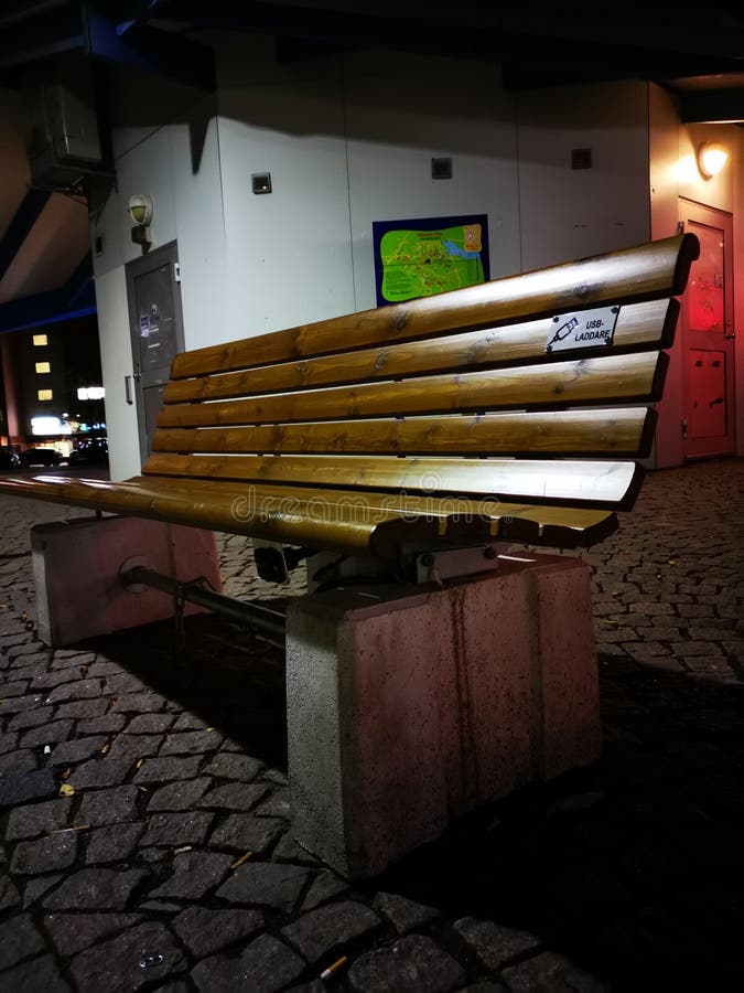 Modern Bench with Usb Outlet in Sweden Stock Image - Image of modern ...