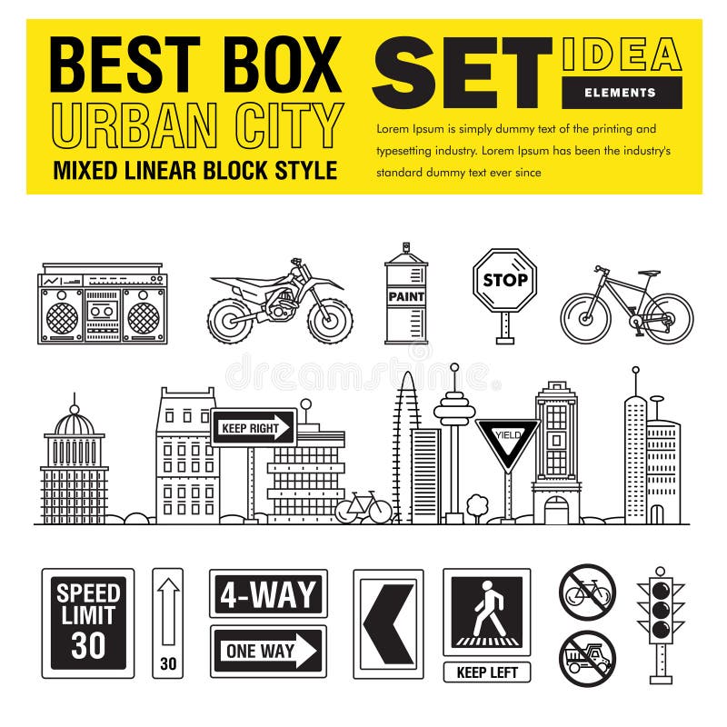 Modern Best Box Urban City Elements Set Ideas Stock Illustration ...