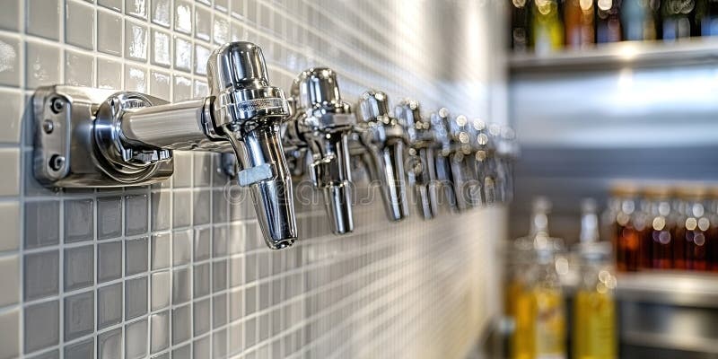 Modern Beverage Dispenser System Installed in a Bar Showcasing Multiple ...