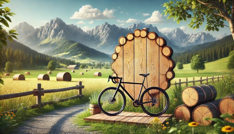 Modern Bicycle in Rustic Countryside Stock Illustration - Illustration ...