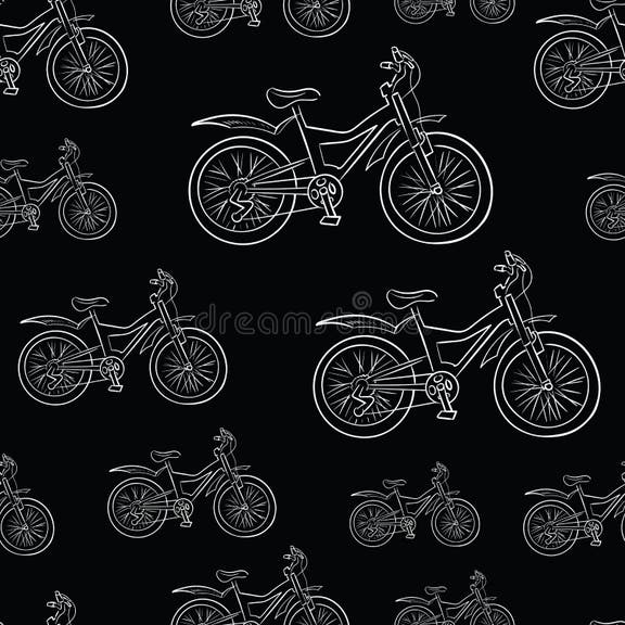 Modern Bicycle Scetch Seamless Black Stock Vector - Illustration of ...