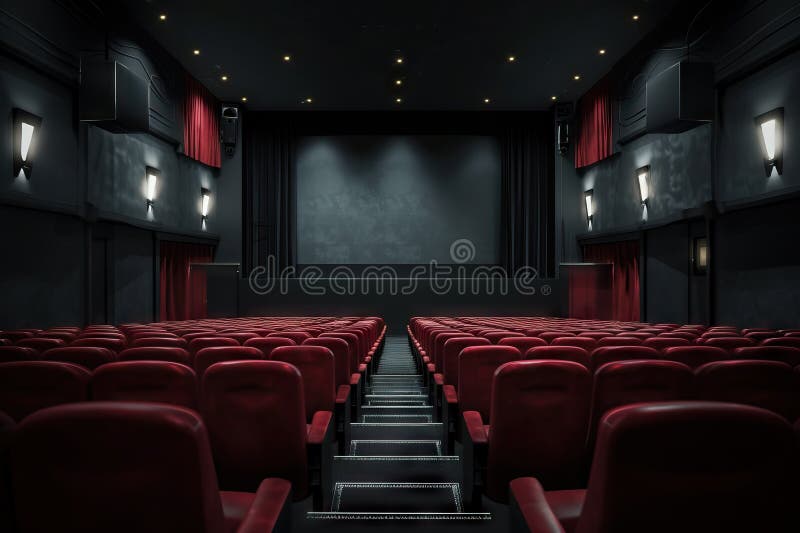 Modern Big Cinema Interior Room. Generative AI Stock Image - Image of ...