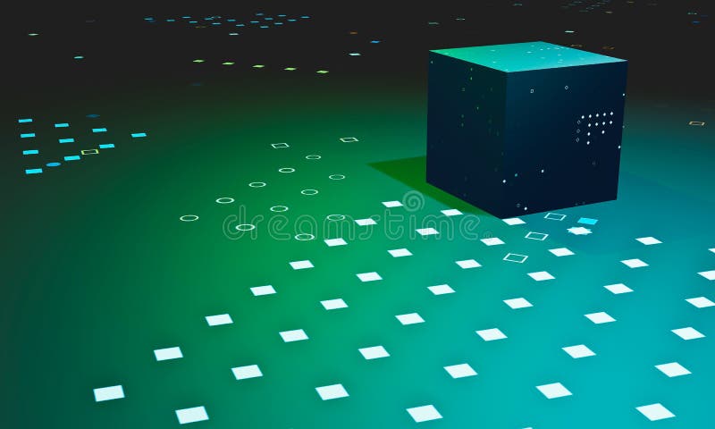 Big Data, Cryptography Programming 3D Illustration. Neural Network ...