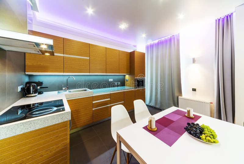 Modern big kitchen stock photo. Image of bamboo, chair - 44612914